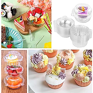 Healthcom 100 Packs Clear Plastic Single Individual Cupcake Muffin Dome Case Cake Boxes with Lid Resealable Cupcake Muffin Dome Holders Carrier Fruit Salad Box Container for Party Wedding,100 Sets