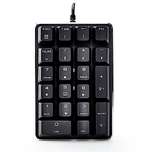 Qisan Mechanical Gaming Numeric Keypad/Keyboard 21 Keys Mini Numpad with Cherry MX Brown Switches White Backlight for iMac/MacBook - Black, Magicfore