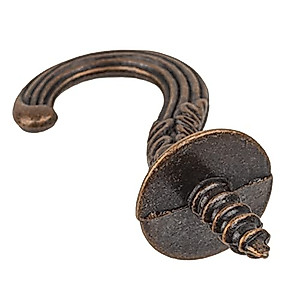 UNIQANTIQ HARDWARE SUPPLY Bronze Decorative Fancy Cup Mug Hooks | 1-3/4" | Screw-in C Hooks for Hanging, Mug Ceiling/Wall Hooks Holder, Indoor Outdoor Use | DL-C1420-134DAC