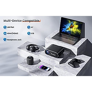 Auto Focus - Projector 5G WiFi Bluetooth with 100'' Screen - Goiaey 480 ANSI 18000L Native 1080P Portable Outdoor Movie Projector 4K Support, Auto 6D Keystone, Video Projector for iOS/Android/TV/PS5