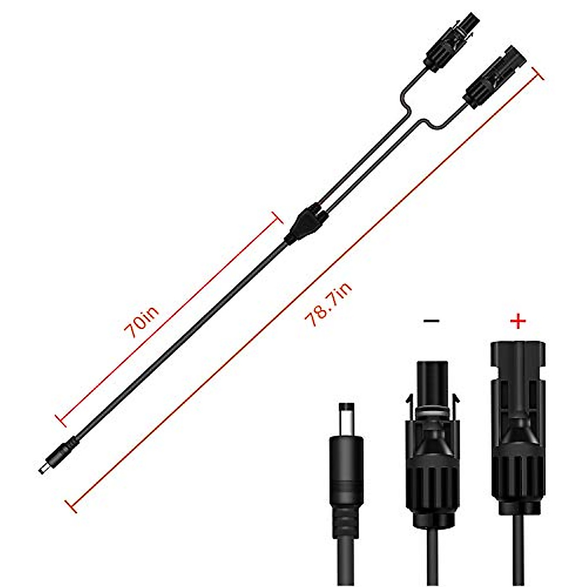 AIMTOM 6.6Ft Heavy Duty Waterproof Solar Male/Female Connector to DC 5.5mm x 2.1mm Solar Panel Adapter Cable for Charging SPS-155 SPS-194 Power Stations, Solar Generators or Rechargeable Battery Pack