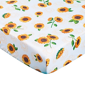 La Premura Sunflower Baby Girl Crib Bedding Set for Girls, 3-Piece Nursery Crib Set Including Crib Sheet, Blanket and Crib Skirt, Sunflower Baby Stuff, Beige & Orange