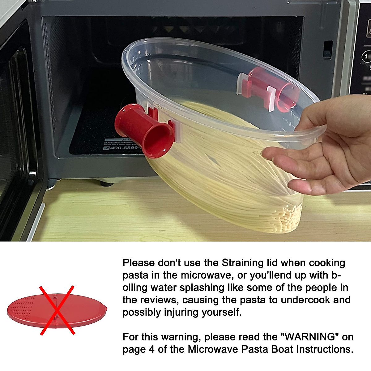 MOCHEE Microwave Pasta Boat with Strainer Pasta Cooker for Pasta, Rice, Vegetables, Chicken