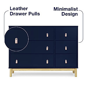 babyGap by Delta Children Legacy 6 Drawer Dresser with Leather Pulls - Greenguard Gold Certified, Navy/Natural