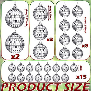 Sumind 28 Pieces Mirror Disco Ball 70s Reflective Mirror Ball Decorations 60s Balls with Fastening Strap for Home Stage Props Festivals Party Accessories