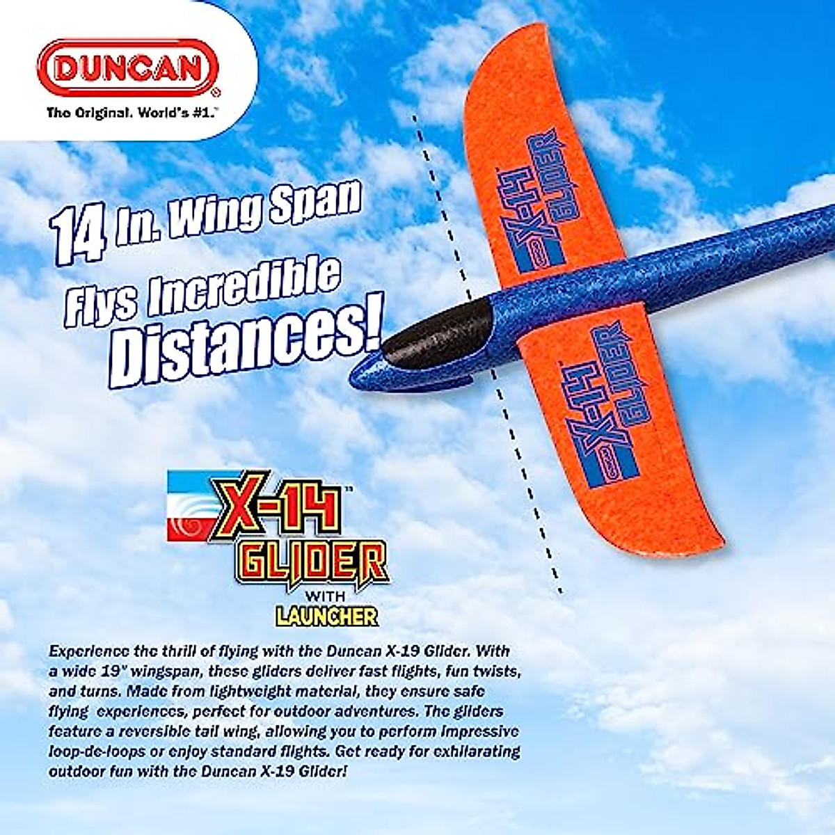 Duncan X-14 Glider - Blue with Orange Wings