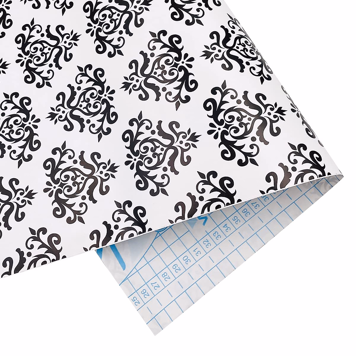 Yifely Self-Adhesive Shelf Liner Removable Furniture Paper for Covering Apartment Dresser Drawers, Retro Black Damask, 17.7 Inch by 9.8 Feet