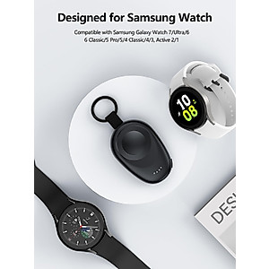 GagaKing for Samsung Galaxy Watch 7 Ultra Charger, 1400mAh Fast Charging Portable Wireless Power Bank, Magnetic Travel Car Keychain Charger for Galaxy Watch 7/Ultra/6/6 Classic/5 Pro/4/3, Active2/1