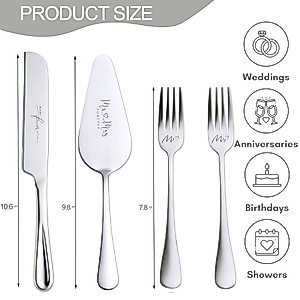 VARLKA Cake Cutting Set for Wedding, Wedding Cake Knife and Server Set, Bride and Groom Cake Cutter Server Set and Forks, Birthday, Wedding Gifts, Bridal Shower Gifts for Couples