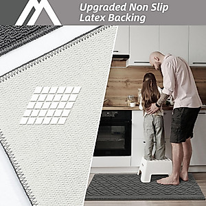 48x20 Inch/30X20 Inch Kitchen Rug Mats Made of 100% Polypropylene 2 Pieces Soft Kitchen Mat Specialized in Anti Slippery and Machine Washable (Grey)