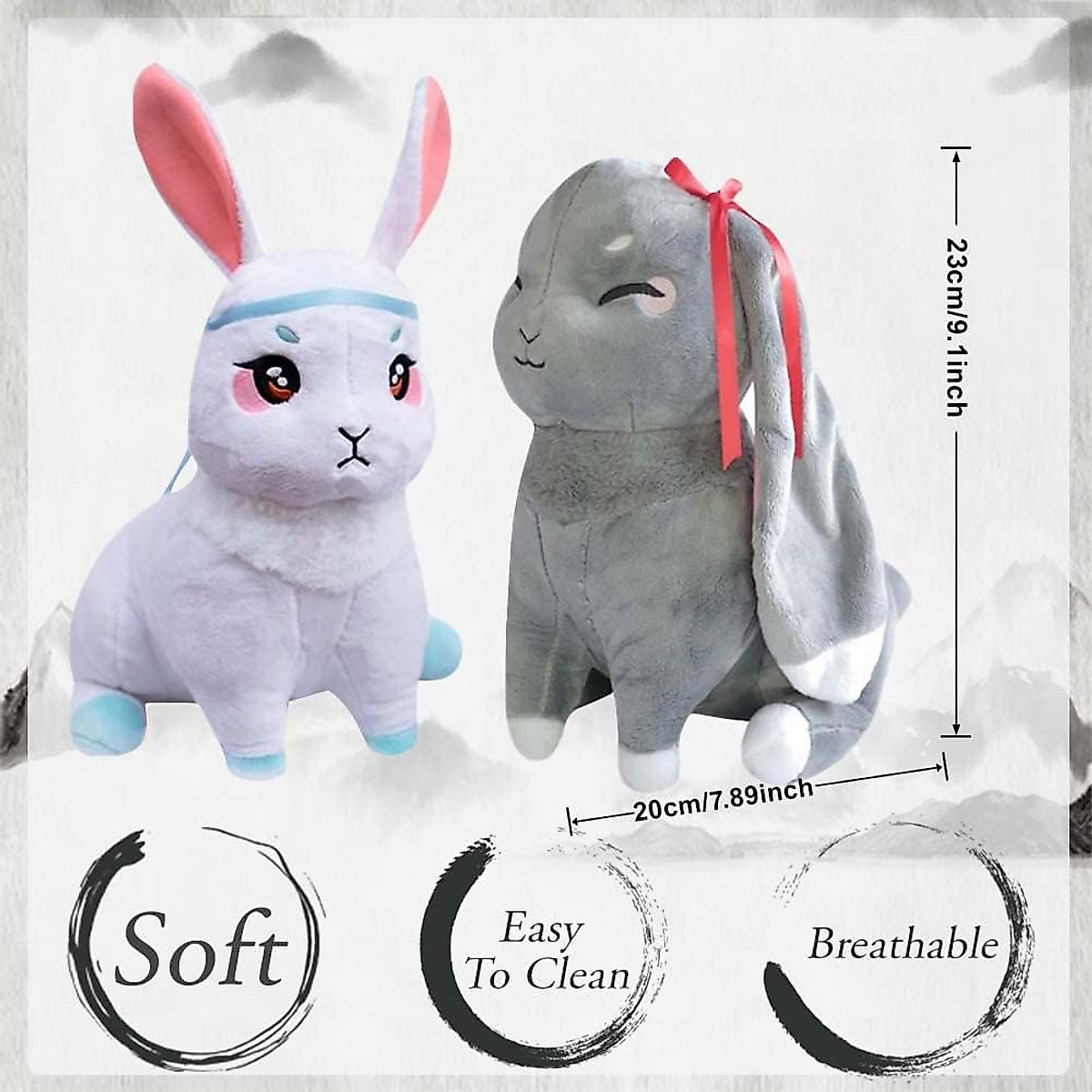Vercico Bunny Stuffed Animals Anime Plush Toys Easter Rabbit Stuffed Animal Decoration for Anime Fans Gifts 2pcs