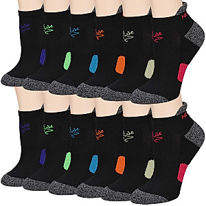 Heatuff Women's 12 Pairs Performance Athletic Ankle Socks Low Cut Cushioned Sock with Heel Tab