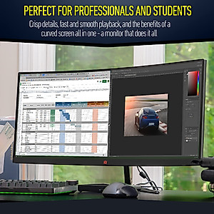 Deco Gear DGVM29PB 29-Inch 2560x1080 100Hz VA Curved Gaming Monitor, 4ms Response Time, 3000:1 Contrast Ratio, sRGB, NTSC 85, DCI-P3, and Adobe RGB Color Accurate