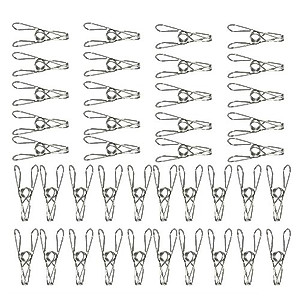Home-X Clothes Pins 40 Pack, Metal Pins, Multi-Purpose Stainless Steel Wire, Cord Clothes Pins Utility Clips, Hooks for Home/Office-2 inch