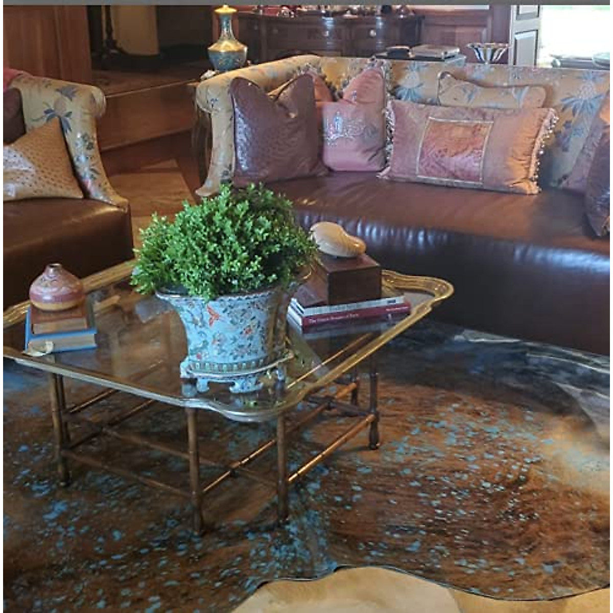 Deluxe Cowhides - Cowhide Area Rug - Turquoise Cowhide Approx 8X7 feet or 244X213cm