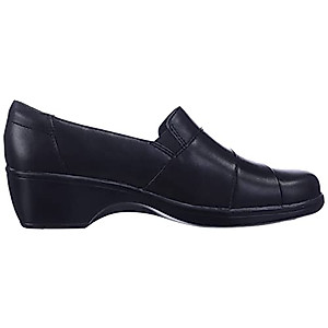 Clarks Women's May Marigold Slip-On Loafer, Black Leather, 9 M US