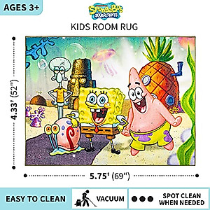 Franco Kids Room Non Slip Area Rug, 69 in x 52 in, Spongebob Squarepants