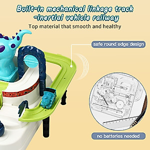 Large Car Toy Kids Race Track Toys for Boy, Dinosaur Adventure Car Race Track Toys Playsets for 3 4 5 6 Year Old Boys Girls, Preschool Educational Car Games Gift Toys (Blue Dinosaur Car)