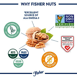 Fisher Chef's Naturals Walnut Halves & Pieces 16 oz, 100% California Unsalted Walnuts for Baking & Cooking, Topping, Resealable Bag, Great with Yogurt & Cereal, Vegan Protein, Keto Snack 1 Pack