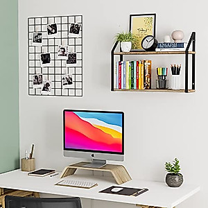 Wallniture Modena 2-Tier 24" Wall Bookshelves Bathroom Organizer Floating Shelves for Kitchen Organization Office Decor Wall Shelves Burnt Finish