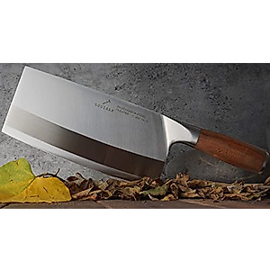 LOUISAX Vegetable Meat Cleaver Knife 7.5” Pro Chinese Chef Cleaver Butcher Knife with Forged High Carbon Steel Full Tang Ergonomic Pakkawood Handle