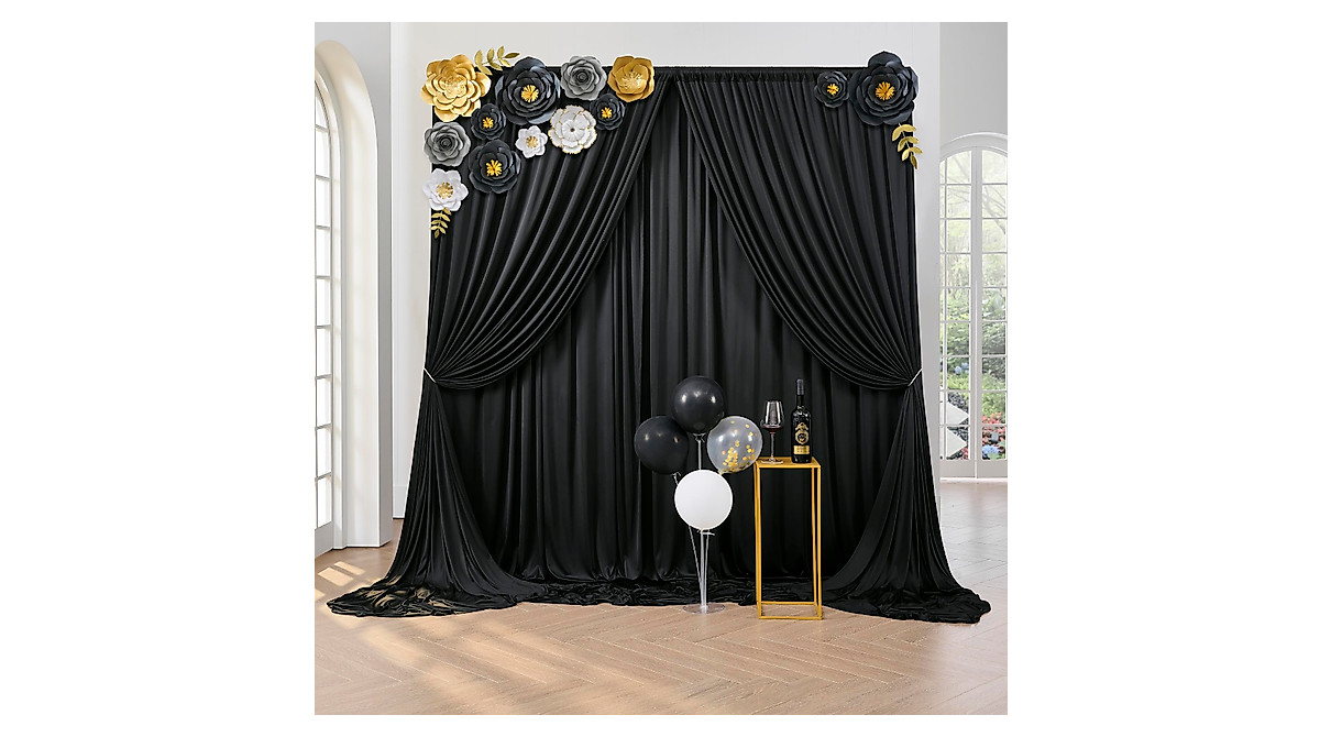 10 ft x 30 ft Black Backdrop Curtains for Events