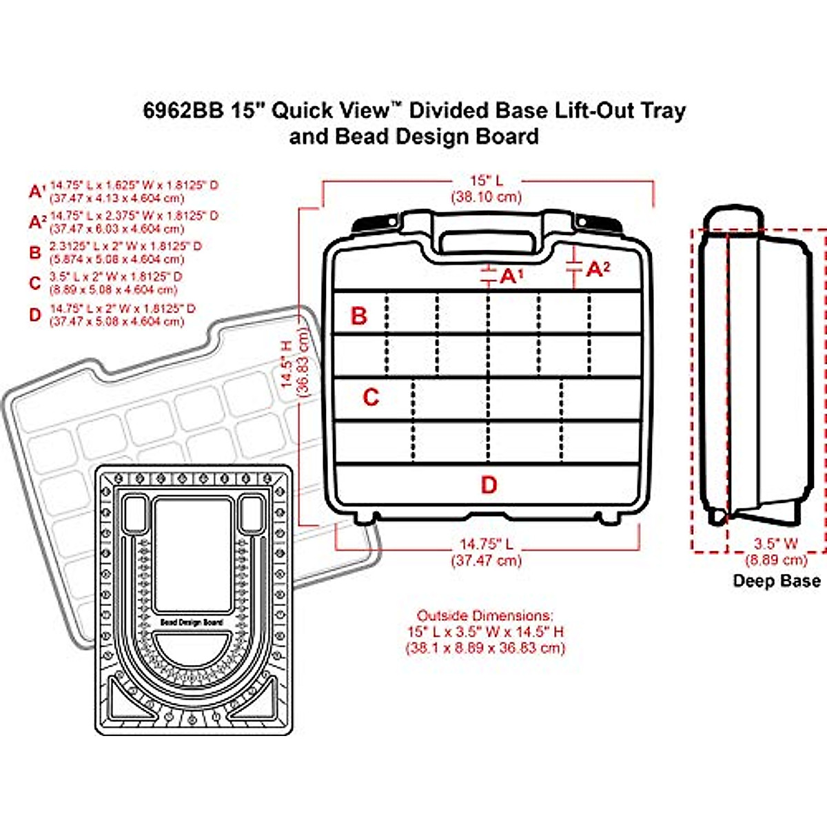 ArtBin 6962BB Quick View Bead Box, Portable Art & Craft Organizer with Bead Tray, Portable Art & Craft Storage Box, Clear