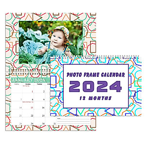 2024 Photo Frame Wall Spiral-bound Calendar (Add Your Own Photos) - 12 Months Desktop/Wall Calendar/Planner - (Edition #011)