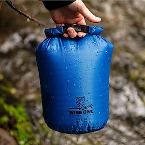 Wise Owl Outfitters Carrier Bag Case, Waterproof Dry Bag - Fully Submersible 1pk or 3pk Ultra Lightweight Airtight Waterproof Bags - 5L, 10L and 20L Sizes - Diamond Ripstop Roll Top Drybags