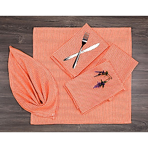 Native Fab Houndstooth Vintage Cloth Dinner Napkins Set of 12 Cotton 18x18 Soft Absorbent Restaurant Hotel Quality - Everyday Easy Care Washable Wedding Dinner Napkins Bulk - Orange
