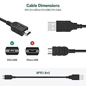 FITE ON 5ft USB Cable Laptop PC Data Sync Cord Replacement for Autel MaxiSys MS906 MS906BT MS906TS MS908 MS908P Diagnostic Scan Tool