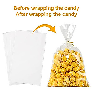 Artby7 Halloween Treat Candy Bag, 100 Pack 6x10 Clear Plastic Cellophane Bags with 3" Twist Ties Goodie Bags | Cookie Bags | Clear Gift Bags | Cellophane Treat Bags Wrappers