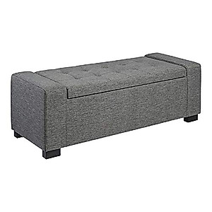 Amazon Basics Rectangular Storage Ottoman Bench with Fabric Upholstery, Large - Anchor Grey