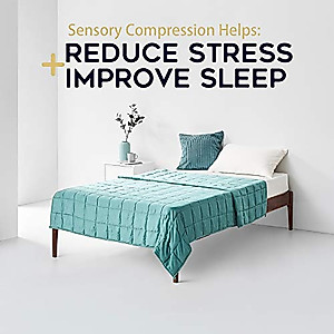 YnM Cooling Weighted Blanket, 100% Natural Bamboo Viscose, 15 lbs 48''x72'', Luxury 2.0 Heavy Blanket, Sea Grass.