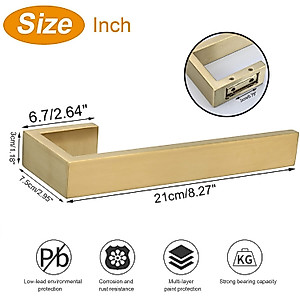 TocTen Hand Towel Holder/Towel Ring - Thicken SUS304 Stainless Steel Bathroom Hand Towel Hanger, 9 Inch Heavy Duty Wall Mounted Towel Rack, Square Hand Towel Bar for Bathroom Hardware (Gold, 9 in)