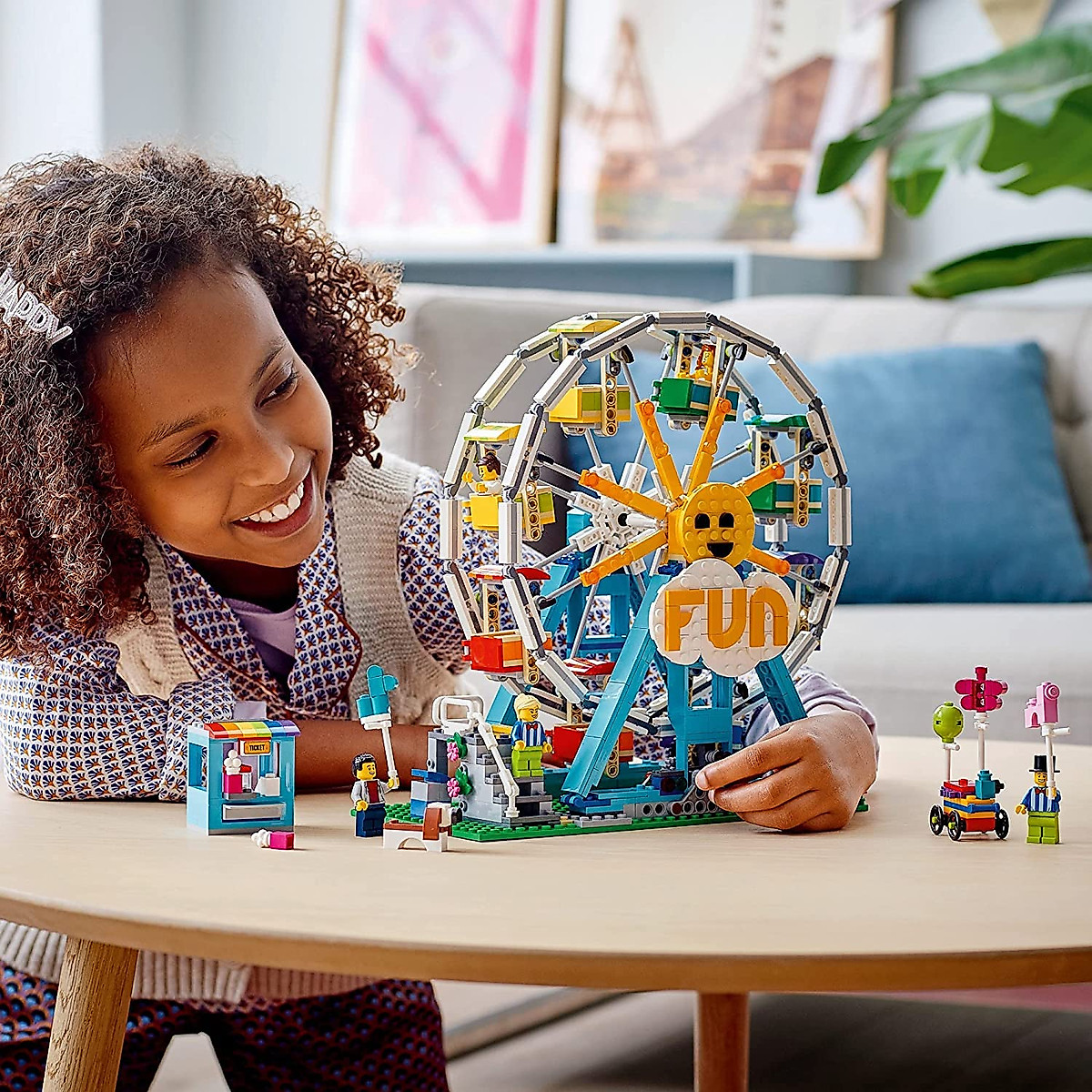 LEGO Creator 3in1 Ferris Wheel 31119 Building Kit with Rebuildable Toy Bumper Cars, Boat Swing and 5 Minifigures; New 2021 (1,002 Pieces)