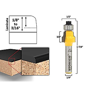 YONICO Router Bits No File Radius Trim No File 1/4-Inch Shank 14933q