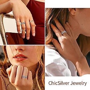 ChicSilver 925 Sterling Silver Ring 8mm Irish Celtic Knot Ring Eternity Wedding Band for Women Adjustable