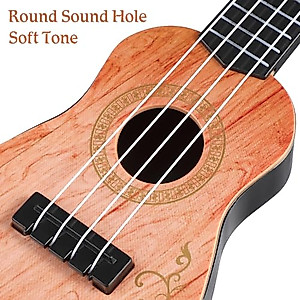 Kisangel 1pc Wooden Kids Ukulele Toy Toddler Guitar Classical Instrument Ukulele Musical Toy for Preschool Children ( Light Brown )