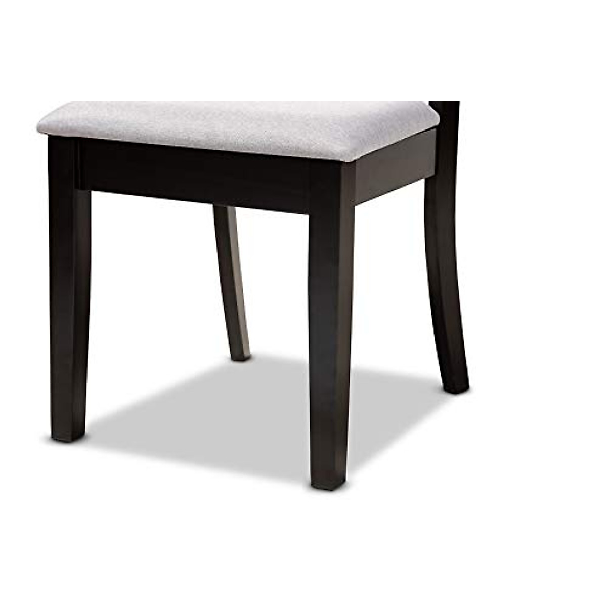 Baxton Studio Clarke Dining Chair Set and Dining Chair Set Grey Fabric Upholstered and Espresso Brown Finished Wood 4-Piece Dining Chair Set