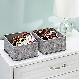 mDesign Rectangular Soft Fabric Dresser Drawer and Closet Storage Organizer Bin for Lingerie, Bras, Socks, Leggings, Clothes, Jewelry, Scarves - Textured Print - 2 Pack - Gray