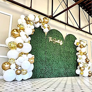 COKAOBE White and Gold Balloons Garland Kit, 124pcs White Metallic Gold Confetti Balloon Arch Kit for Wedding, Engagements Birthday Graduation Baby Shower Celebrations Anniversary Party Decorations