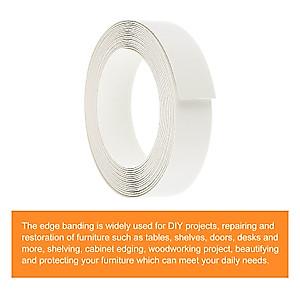 uxcell Edge Banding, 1-5/8 inch x 24.6ft Pre-Glued Beige Embossed Veneer Edging Iron-on Flexible Edge Banding for Cabinet Repair Furniture Restoration