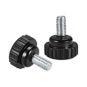 uxcell M6 x 10mm Metric Male Thread Knurled Clamping Knobs Grip Thumb Screw on Type Hand Clamping Handle Bolt with Plastic Knobs Black 10 Pcs