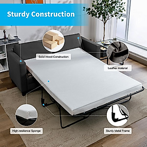 ADOWORE Queen Pull Out Sofa Bed, 2-in-1 Convertible Sleeper Sofa with Mattress, Leather Sofa Bed Couch with Metal Frame, Large Sofa Sleeper Pullout Couch Bed for Living Room Office