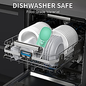 Airoto Dog Water Bottle, 12OZ Portable Water Bowl for Dog Leak Proof Dog Water Dispenser for Walking, Hiking & Travel Food Grade Plastic (Green)