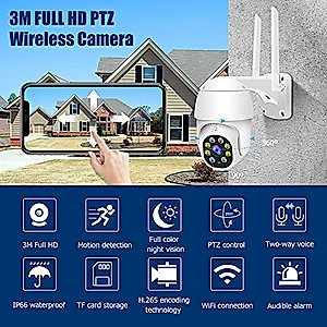 GT HITGX Security Cameras Outdoor, 3MP HD Wireless Security Camera Pan-Tilt 360° View, Home Security Camera with Motion Detection, Auto Tracking Color Night Vision, IP66 Waterproof, 2-Way Audio