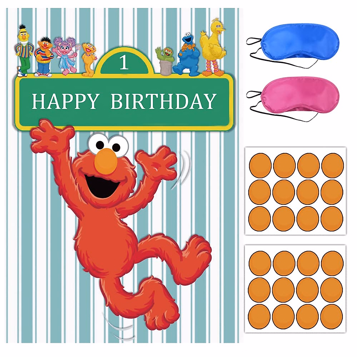 Seasme Friends Street Party Supplies Decorations, Pin The Nose On ELMO, Sesame Birthday Party Pin Game, Large Poster for Seasme Friends Street Birthday Party Decorations Things