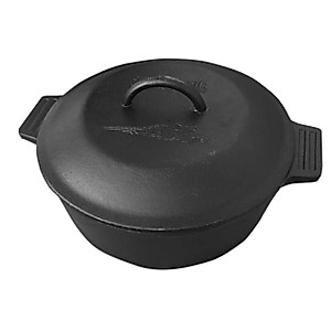 Bayou Classic Pre-Seasoned Cast Iron Covered Pot Kitchen Style Dutch Oven w/Domed Basting Lid, 4-qt Perfect to Slow Simmer Stews Chili Soups and Risotto