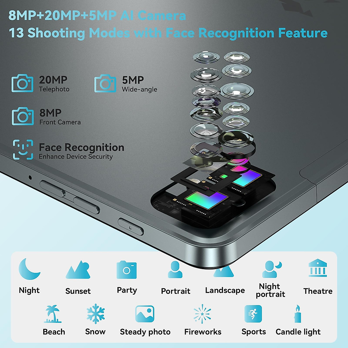 Headwolf 11 Inch Android Tablet, HPad3 Ultra 24GB RAM + 256GB ROM (TF 2TB) TÜV FHD 2K Display 2.2Ghz Octa Core G99 Gaming Tablet, 8MP+25MP Camera, 8500mAh Battery Fast Charge, 2.4G/5G WiFi+4G LTE